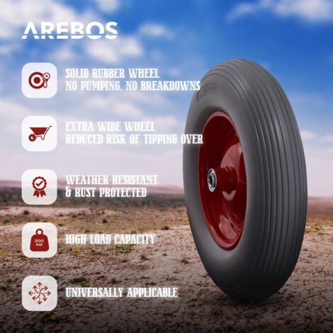 AREBOS PU solid rubber spare wheel 390mm spare tyre for wheelbarrow ...