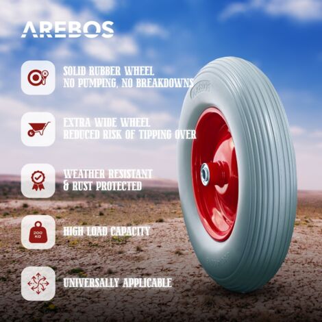 AREBOS PU solid rubber spare wheel 390mm spare tyre for wheelbarrow ...
