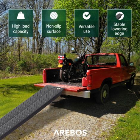 AREBOS 2X drive-on ramp motorbike loading ramp galvanised steel loading ...