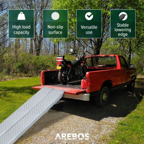AREBOS 2X drive-on ramp motorbike loading ramp galvanised steel loading ...