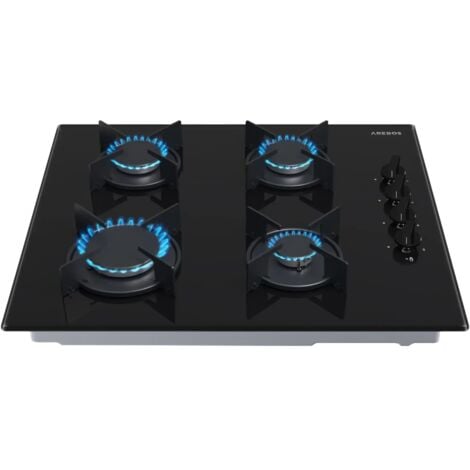 AREBOS gas hob 4-burner glass ceramic hob Built-in gas hob Natural gas ...