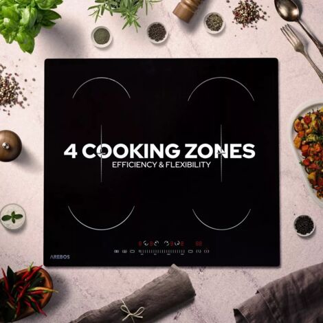 AREBOS induction hob 7200 W 4 hobs with 2 double flex zones 59 cm self ...