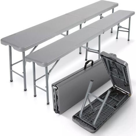 AREBOS 2x Folding Beer Bench Folding Bench I Carrying Handle 183 x 28 x ...