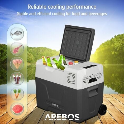 AREBOS Compressor cool box with castors 39 litres Electric freezer box ...