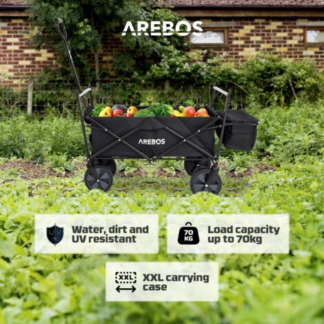 AREBOS Bollard Trolley Foldable Roof Hand Trolley Transport Cart ...