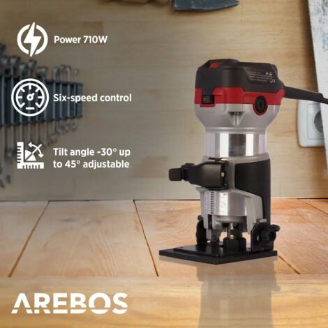 AREBOS router wood router milling machine 710W plunge base & trimmer ...