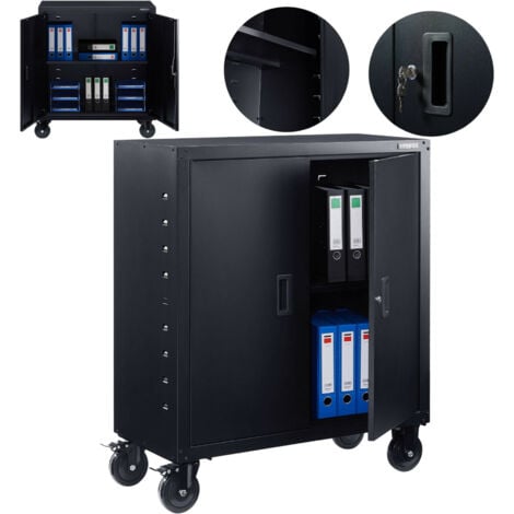 AREBOS Filing Cabinet Office Cabinet Storage Cabinet with Castors Black