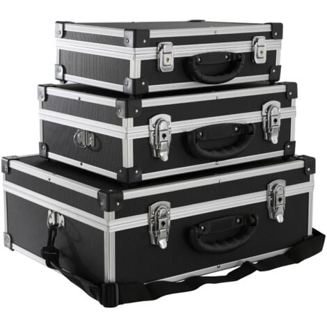 AREBOS Aluminium Box Storage Box Trunk Box Chase Box Lockable - black