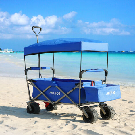 AREBOS Handcart with roof Handcart Transport cart Tool trolley Blue