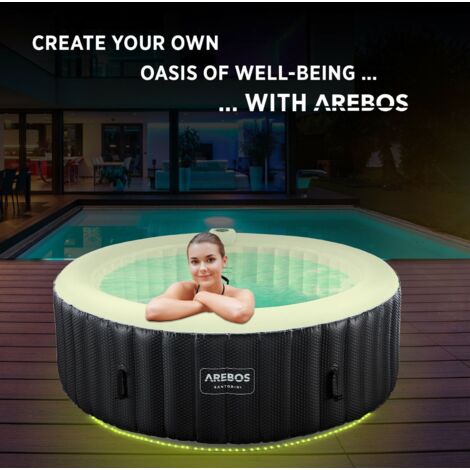 AREBOS In-Outdoor Whirlpool Spa Pool Wellness Massage Inflatable Round ...