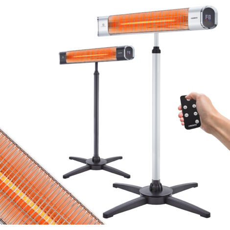 AREBOS Infrared Heater 2000 W with Remote Control with Tripod Height ...