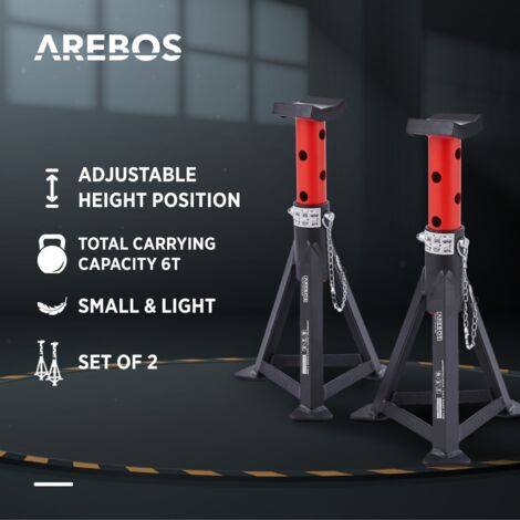 AREBOS 3T Hydraulic Jack Flat 2X Jack Stand 3 Tons Lifting capacity 3 ...