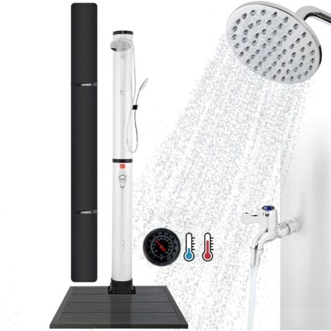 AREBOS Outdoor Shower Solar Shower 40 L Premium silver with base plate ...