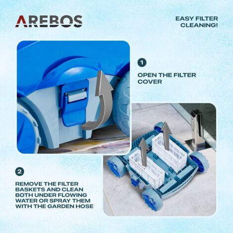 AREBOS Pool Robot Pool Runner Pool Vacuum Cleaner Pool Cleaner