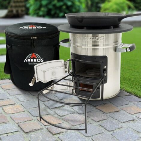 AREBOS Rocket Stove incl. Grill Pan Dutch Oven BBQ Rocket Stove Camping ...