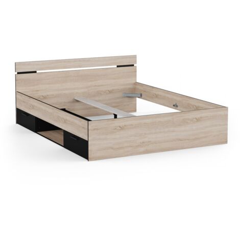 Bett 160x200 cm 2 Schubladen und 1 Fach L164,5 cm - MICHIGAN