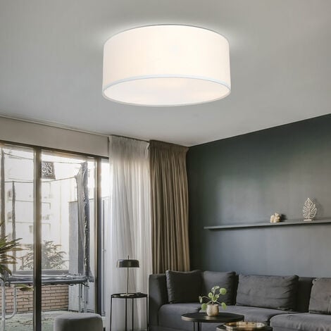 Plafoniera plafoniera sala da pranzo rotonda tessile bianca lampada da ...