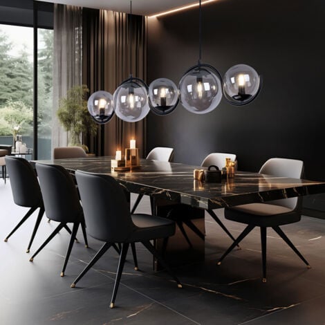 Sfere luminose a sospensione fumo luce sala da pranzo 5 lampadine ...