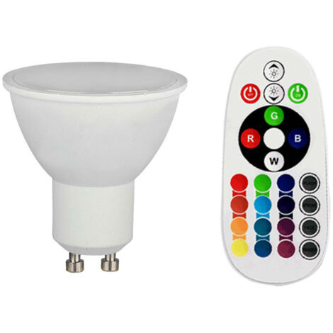 Lampadina LED RGB GU10 dimmerabile con telecomando con cambio colore, 4,8 watt 420 lumen 3000K ...