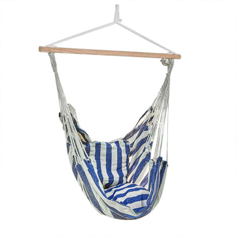 Sedia Amaca Sedia Amaca Bianco Blu Legno Cuscini In Cotone Giardino ...