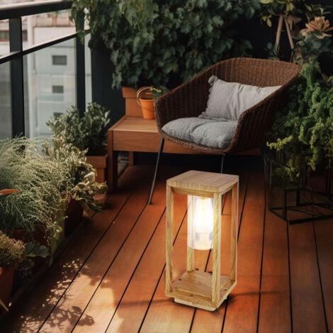 Lanterna a LED per esterni in stile legno con sensore crepuscolare ...