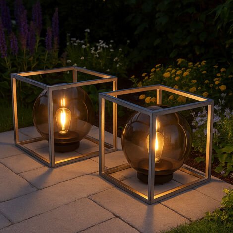 Luce solare globo luce esterna fumo luce giardino lampada solare, cubo ...