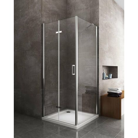 Duschbox aus 6 mm Glas mit Falttür und feststehender Seitenwand, Höhe ...