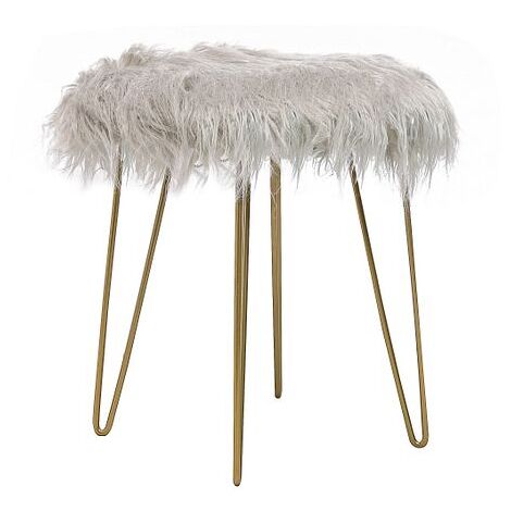 GILL Faux Fur Hairpin Stool, Fluffy Round Footrest, Vanity Dressing ...