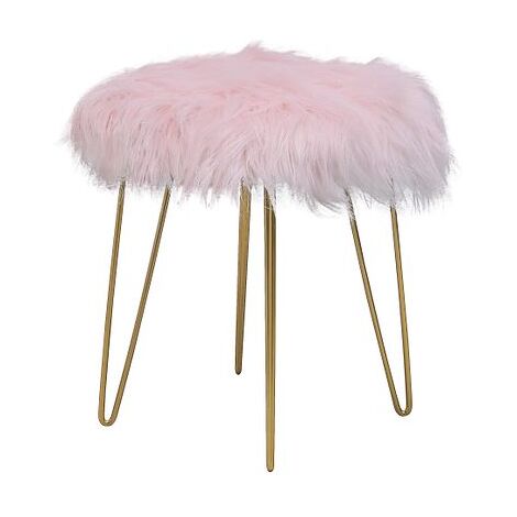 GILL Faux Fur Hairpin Stool, Fluffy Round Footrest, Vanity Dressing ...