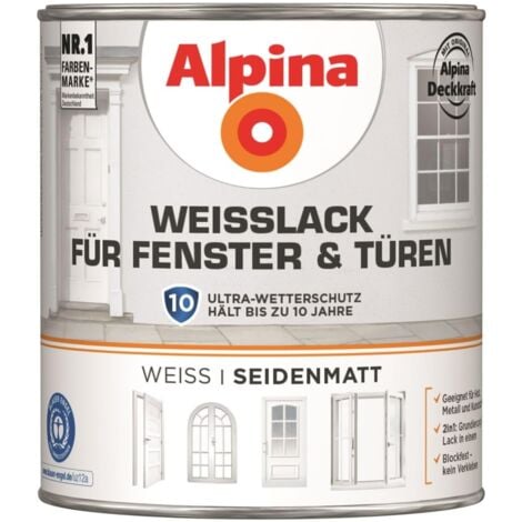 Alpina Weisslack für Fenster und Türen seidenmatt 0,75 Ltr.