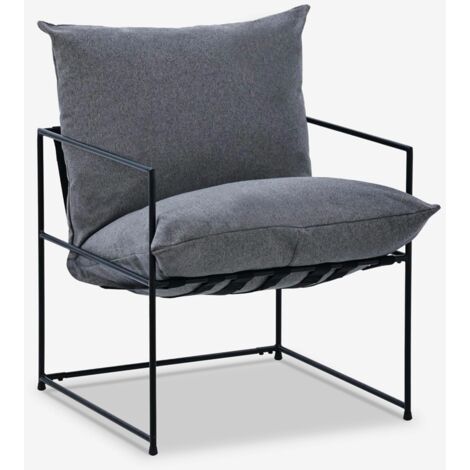 Poltrona design moderno in tessuto stile minimal metallo nero Alaska ...