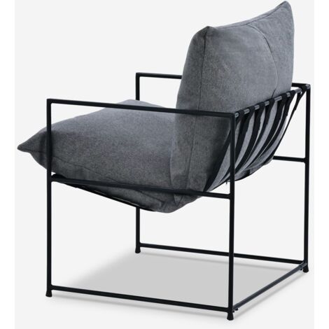 Poltrona design moderno in tessuto stile minimal metallo nero Alaska ...