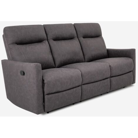 Divano 3 posti relax reclinabile manuale similpelle moderno grigio ...