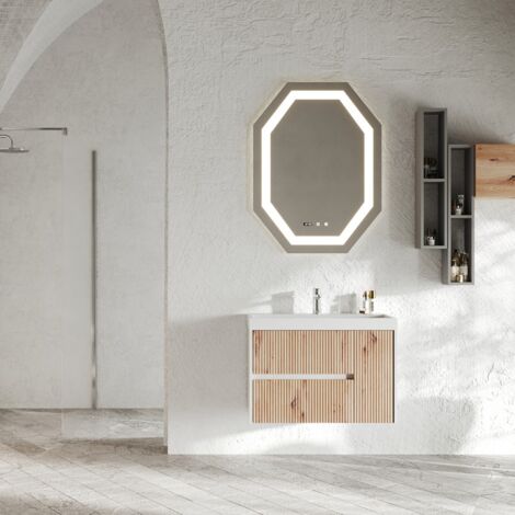 Mobile bagno sospeso 80 cm lavandino specchio cassetti anta Portofino 80