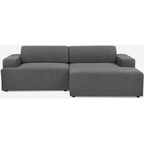 Divano design moderno 3 posti con chaise longue destra in tessuto ...