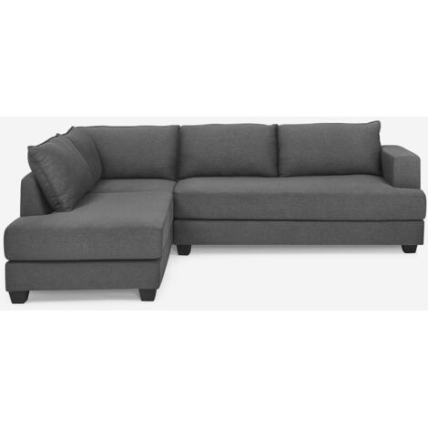 Divano design angolare 3 posti moderno in tessuto grigio Alhena