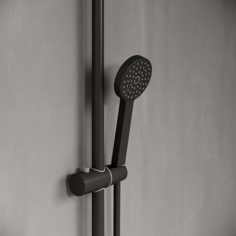 Duschset Samar Duschsystem Duscharmatur mat Schwarz Regendusche