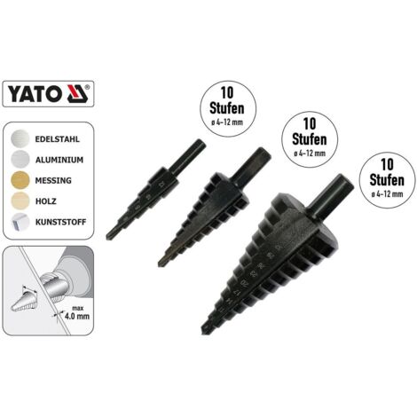 HSS TiN Profi Stufenbohrer Set 3-tlg. Schälbohrer Konusbohrer ...