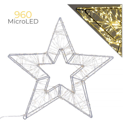 STELLA LUMINOSA IN ALLUMINIO CON 600 MICRO LED A LUCE CALDA FISSA ...