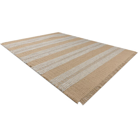 Teppich JUTE 3734 beige / grau Streifen - Jute, flachgewebt, Fransen ...