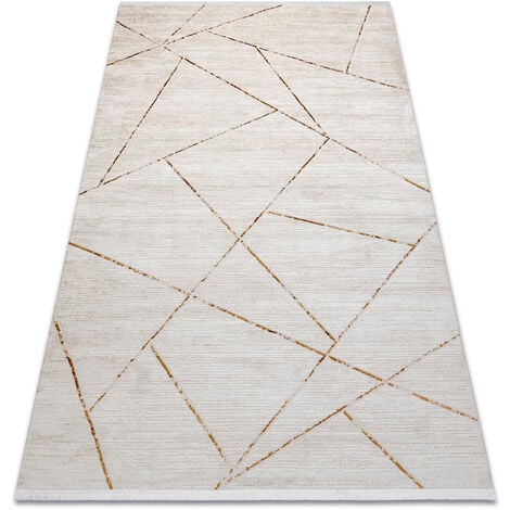 Moderner Teppich DUKE 51557 creme / gold - Geometrisch, strukturiert ...