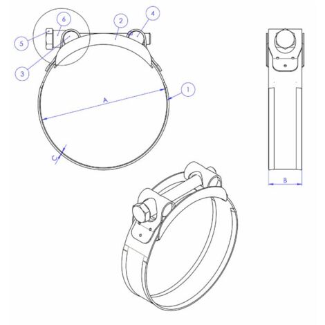 Fascetta Stringitubo Ama Inox AISI430 W2 Ø 188-200mm