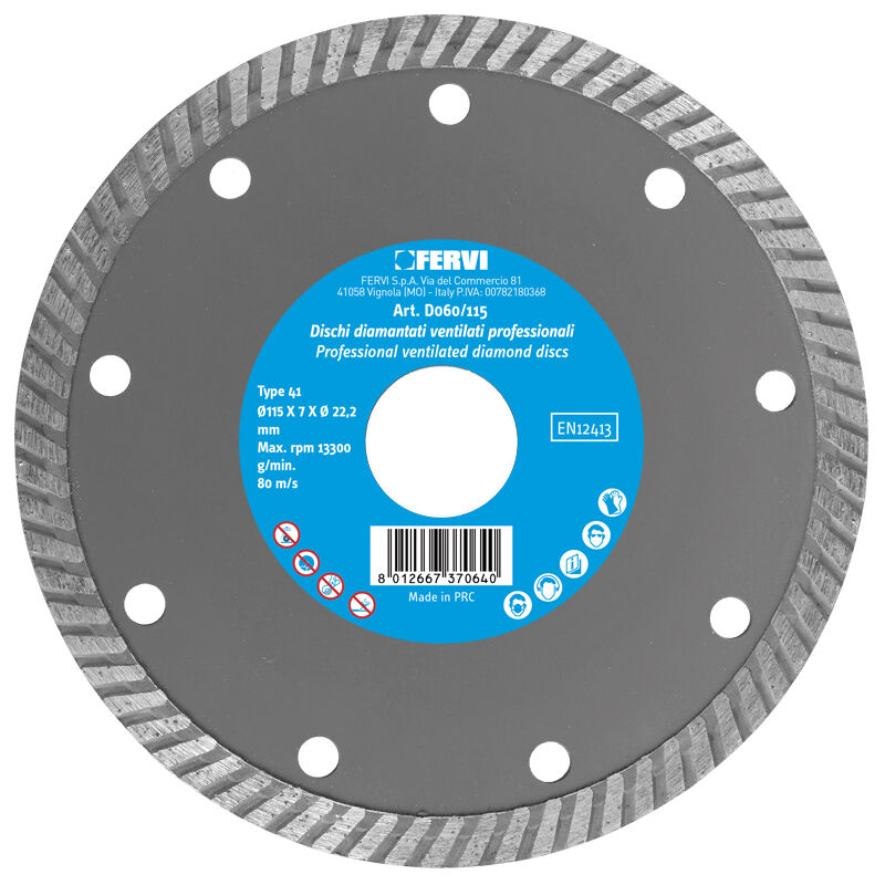 Professionelle 180 mm Turbo-Diamanttrennscheibe Fervi d060/180