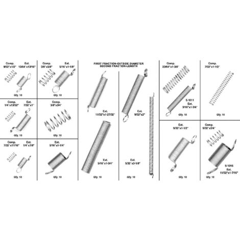 DRUCKFEDERN STAHLFEDERN FEDERN RÜCKSTELLFEDERN 200 TLG FERVI 0180
