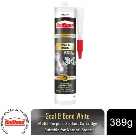 Unibond Seal & Bond Sealant Cartridge Multi-Purpose Adhesive White, 389g