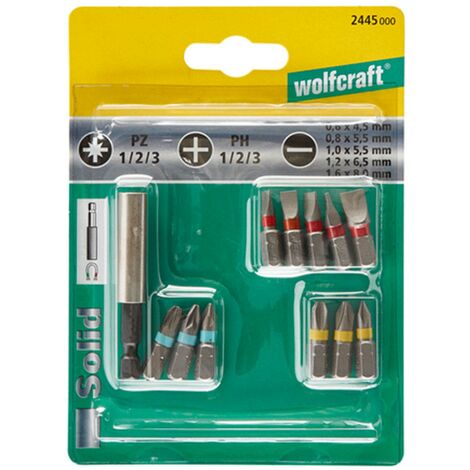 wolfcraft Bit Set Flat and Crosshead (PH/PZ) with Solid Bits & Bit ...