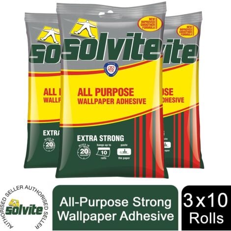 Solvite All-Purpose Extra Strong Wallpaper Adhesive, 3 Sachets (approx ...
