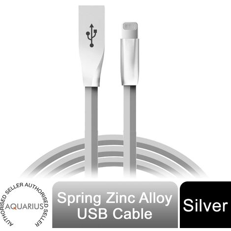 Spring Zinc Alloy Lightning to USB Sync and Charge Cable - 1 Meter, Silver