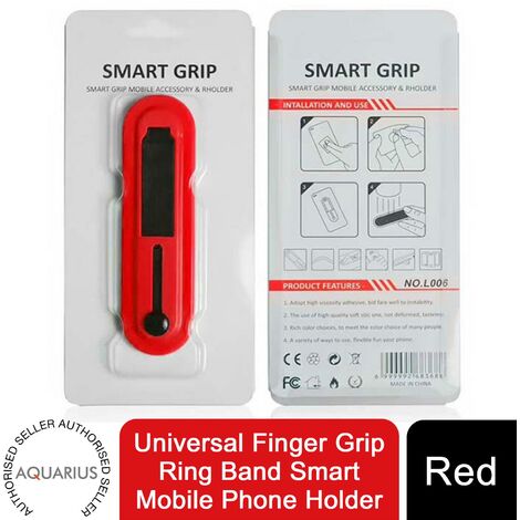Aquarius Universal Finger Grip Ring Band Smart Mobile Phone Holder - Red