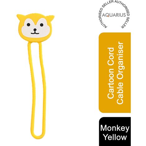 Aquarius Cartoon Cord Cable Organiser, Monkey, Yellow